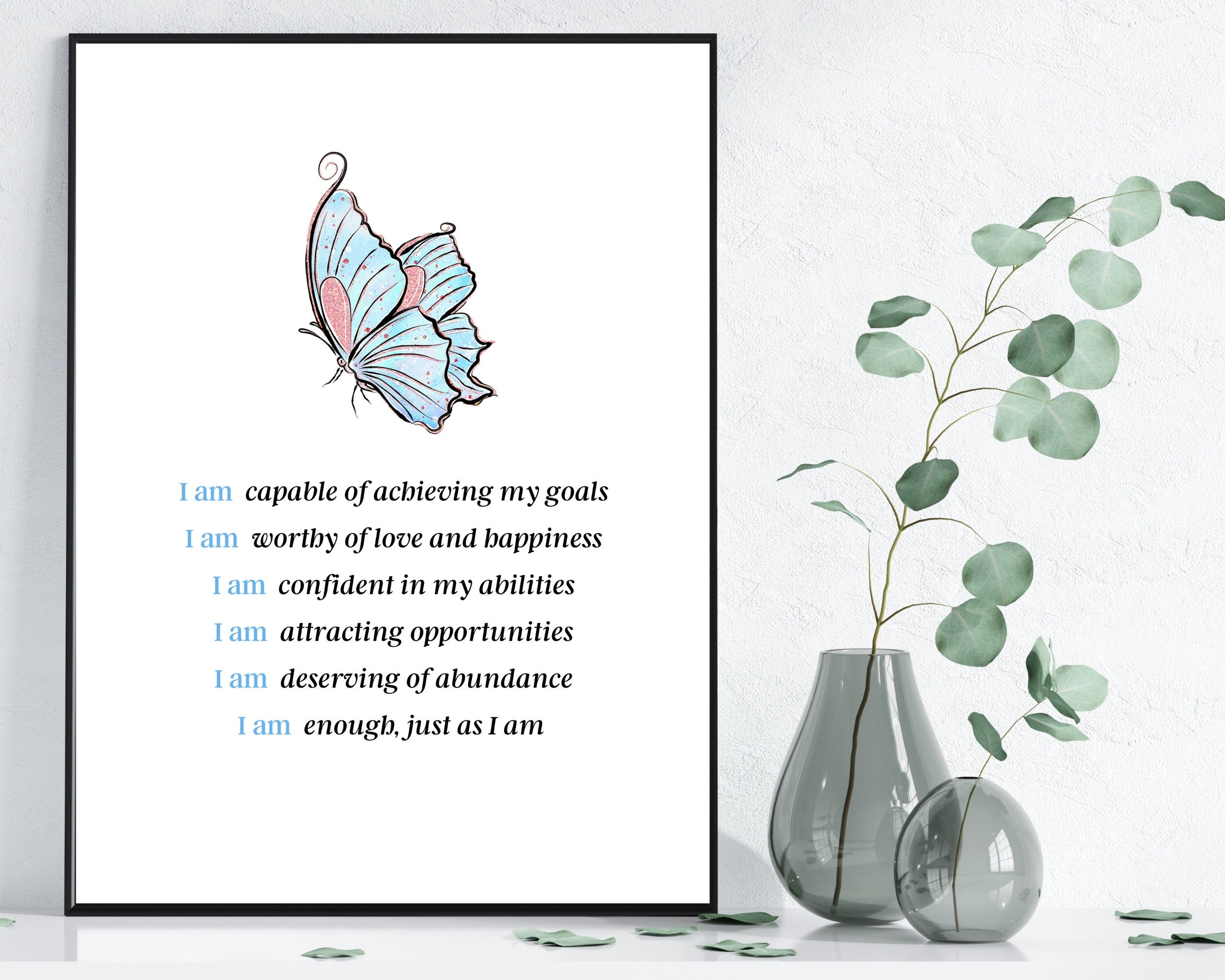 I Am Positive Affirmation Wall Art, Printable Wall Art, Self-love, Self ...