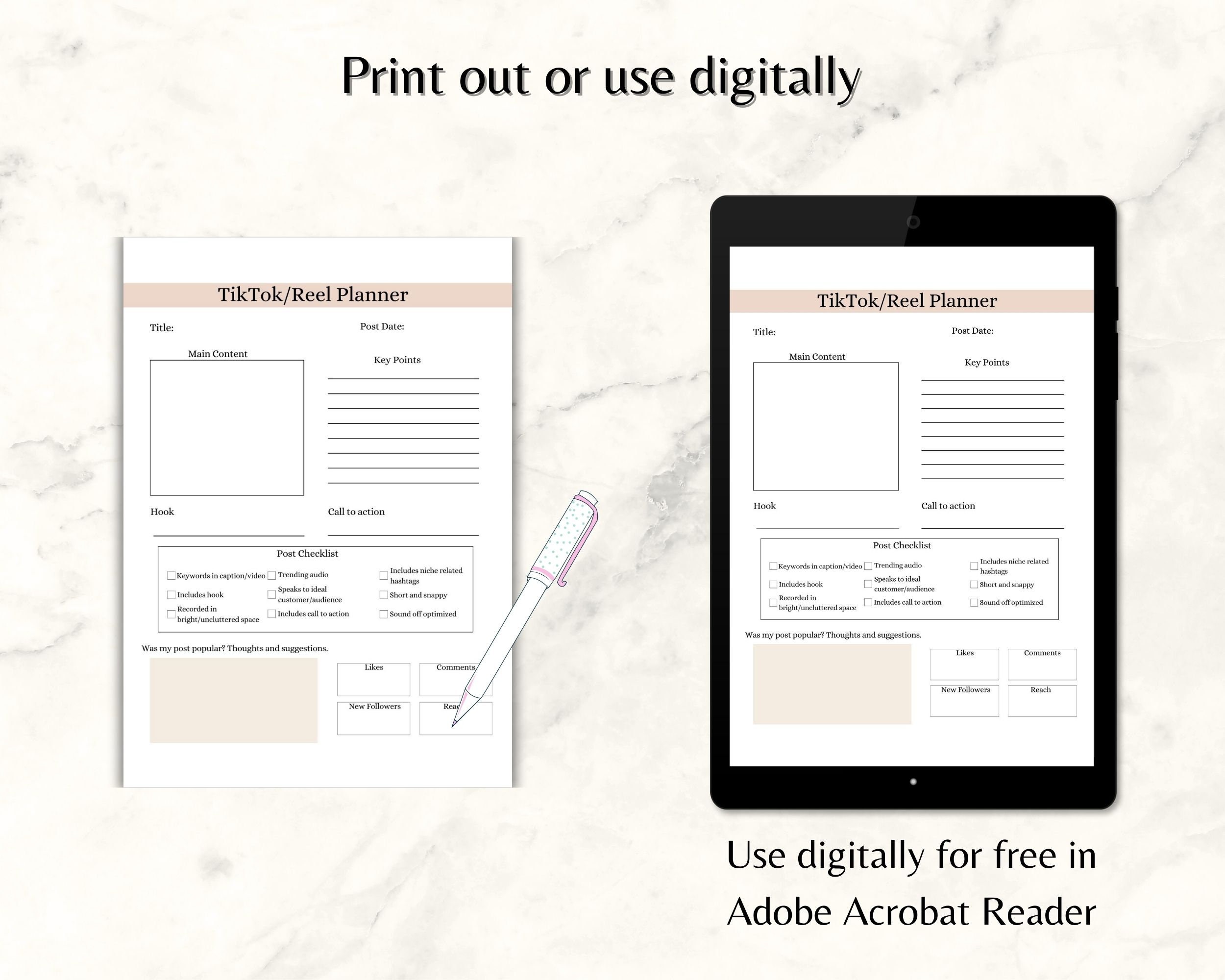 Printable Social Media Planner Bundle, Tiktok Planner, Instagram ...