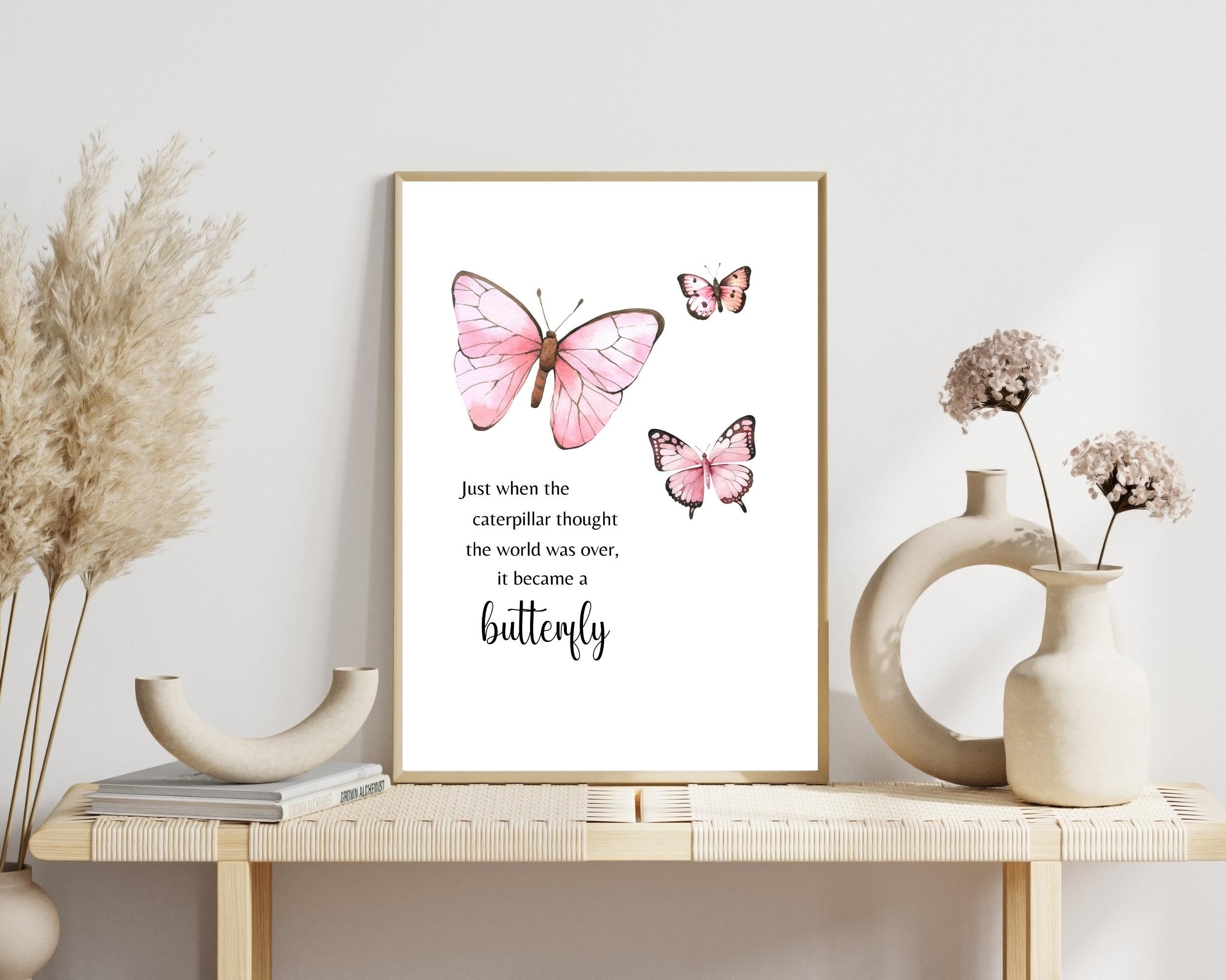 Butterfly Quote Printable Wall Art, Pink Butterflies Print, Girl Room ...