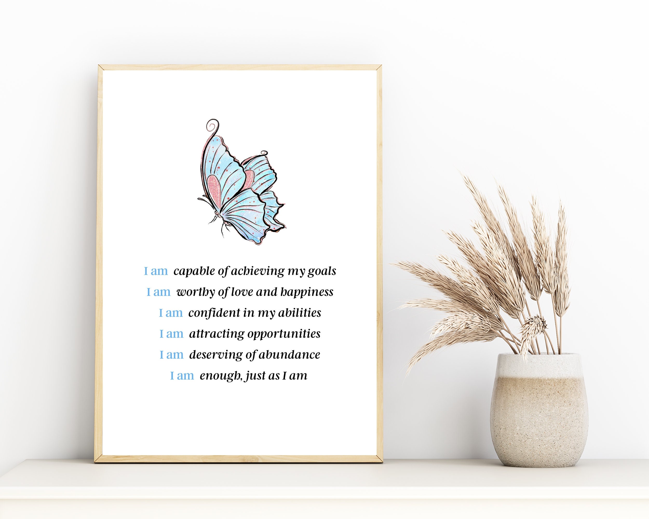 I Am Positive Affirmation Wall Art, Printable Wall Art, Self-love, Self ...