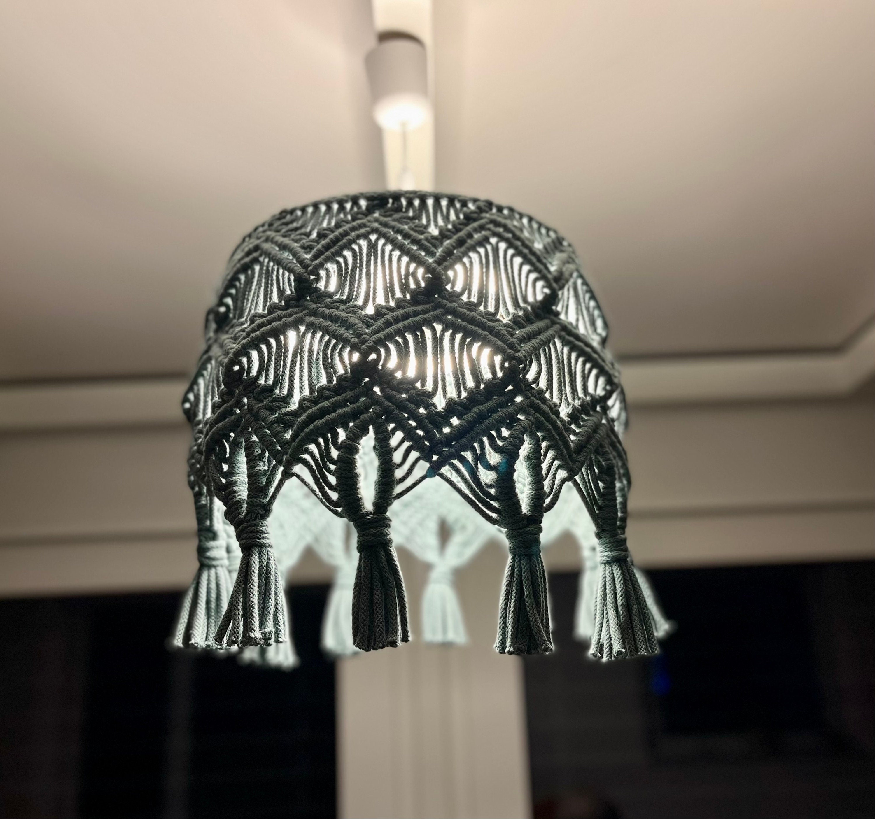 Macrame Chandelier Boho Lamp Shade Macrame Lampshade Bohemian Tassel ...