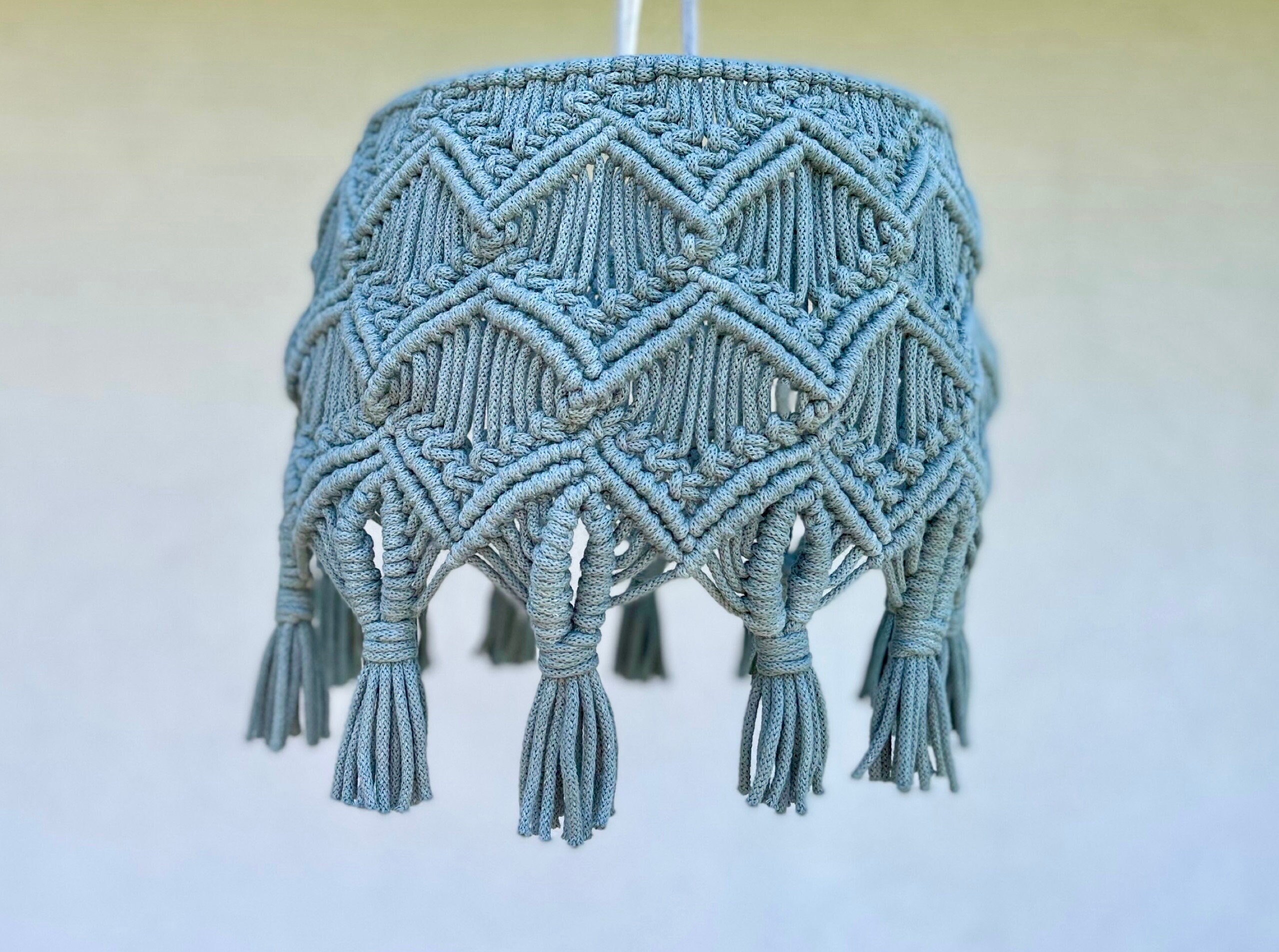 Macrame Chandelier Boho Lamp Shade Macrame Lampshade Bohemian Tassel ...