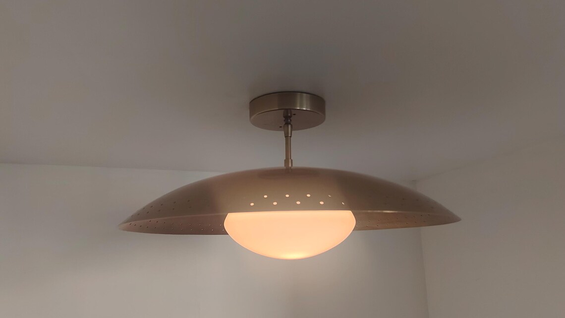 Raw Brass Disc Ceiling Light - Mid-century Modern Pendant - Etsy
