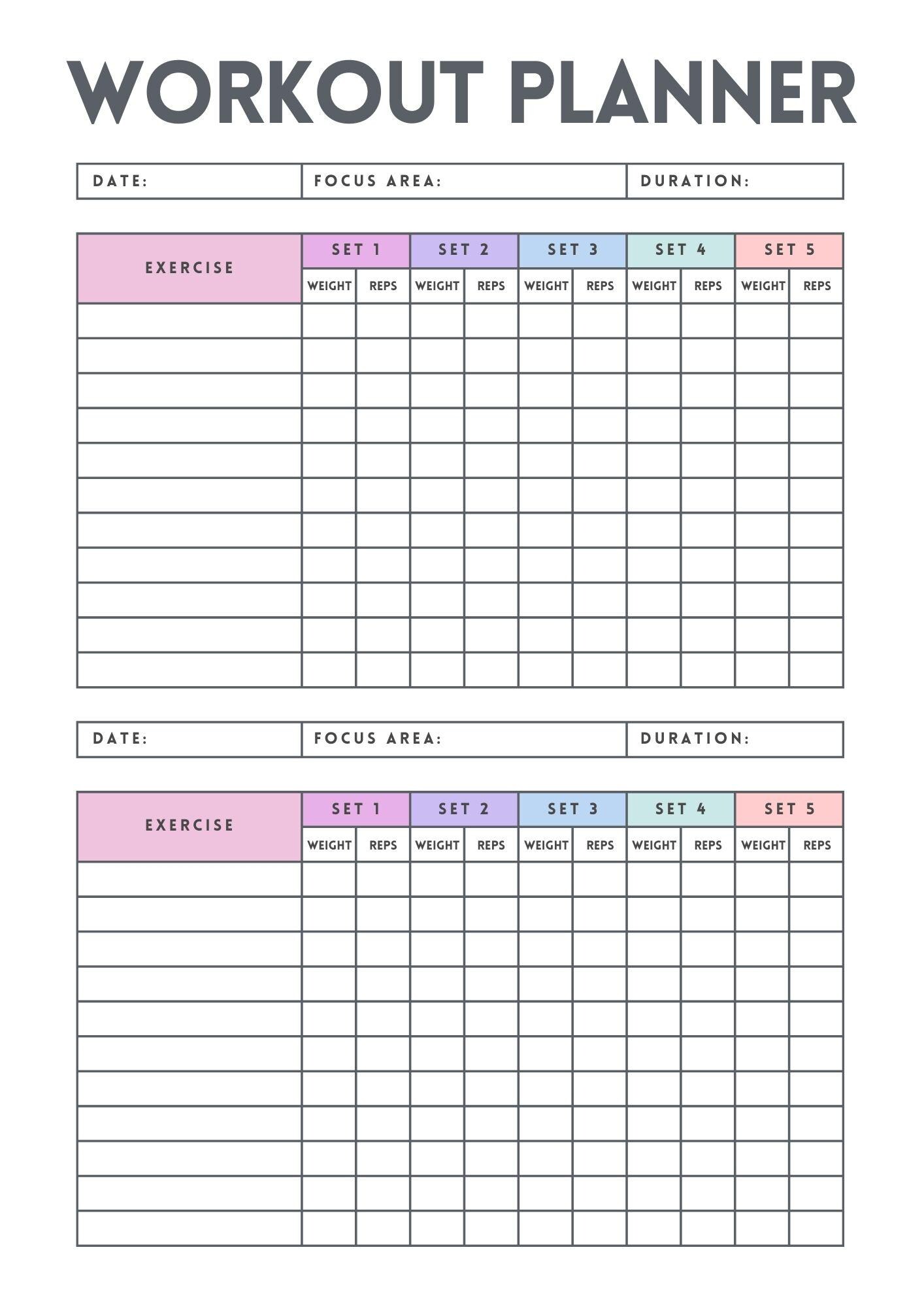 Rainbow Workout Planner: Colorful Fitness Log - Etsy