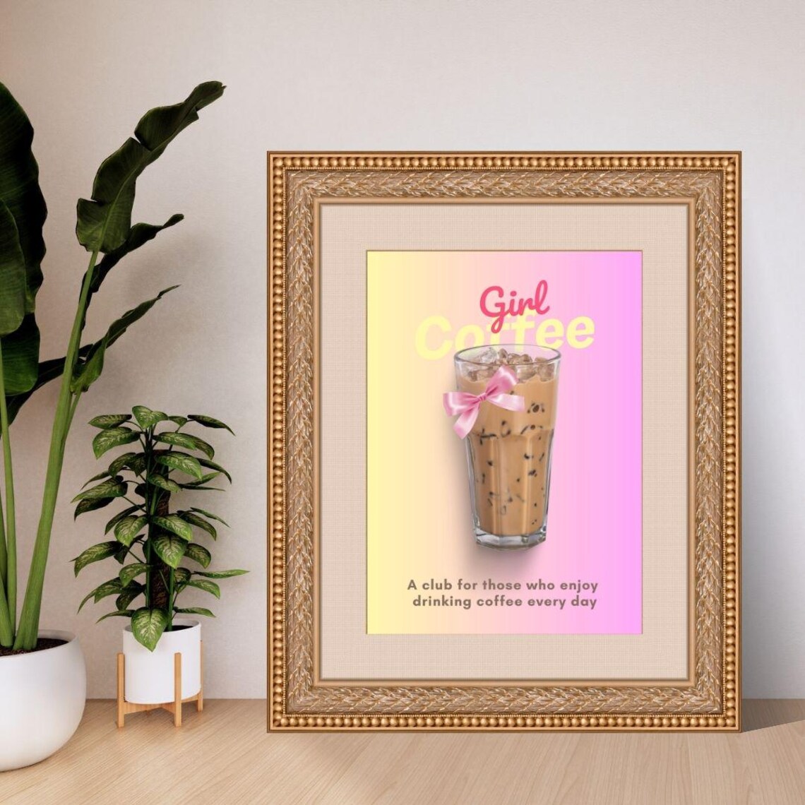 Girl Coffee Wallpaper Poster - Etsy