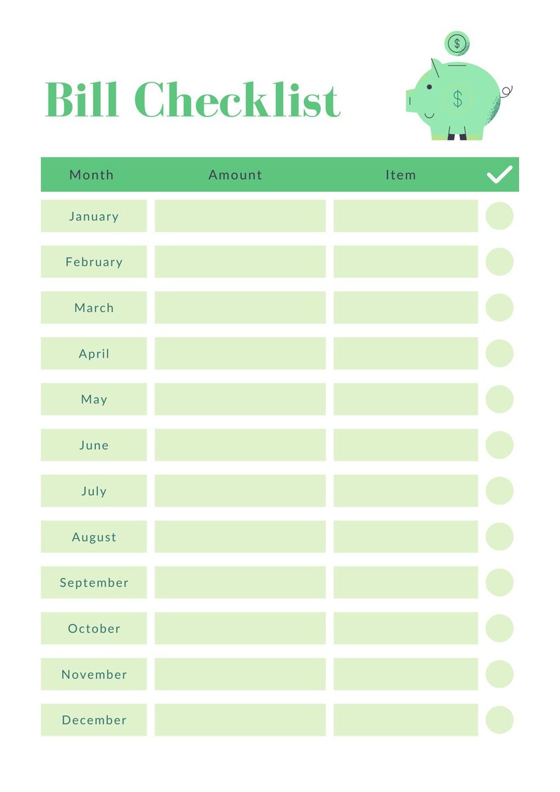 Financial Daily Planner Bill Checklist - Etsy