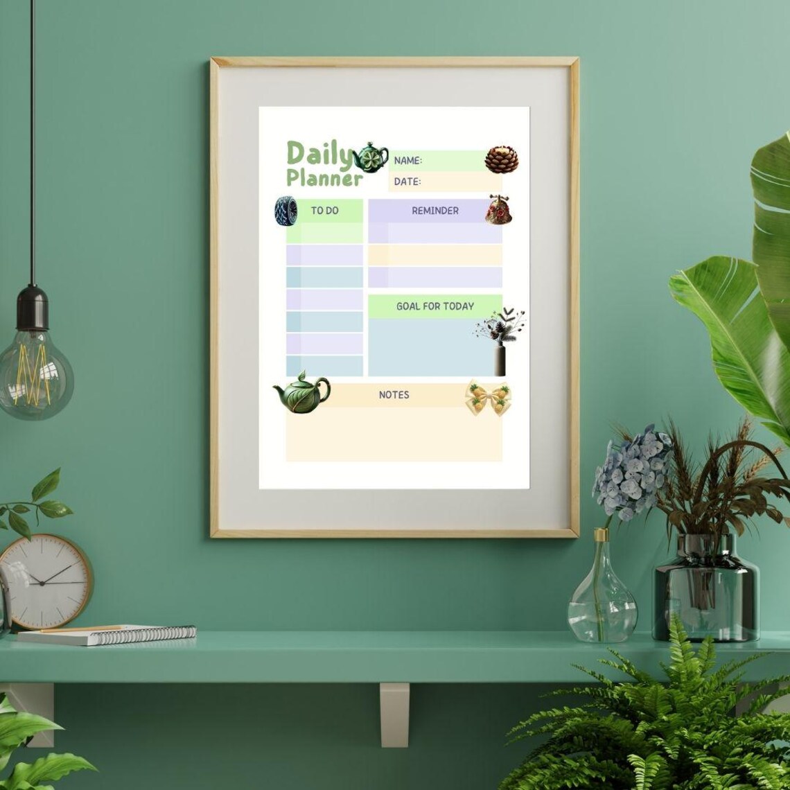 Purple and Green Minimal Daily Planner - Etsy