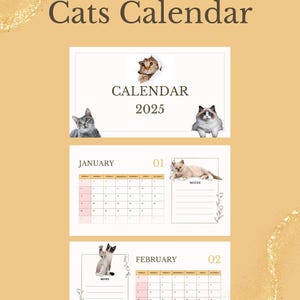 Cats Monthly 2025 Calendar - Etsy