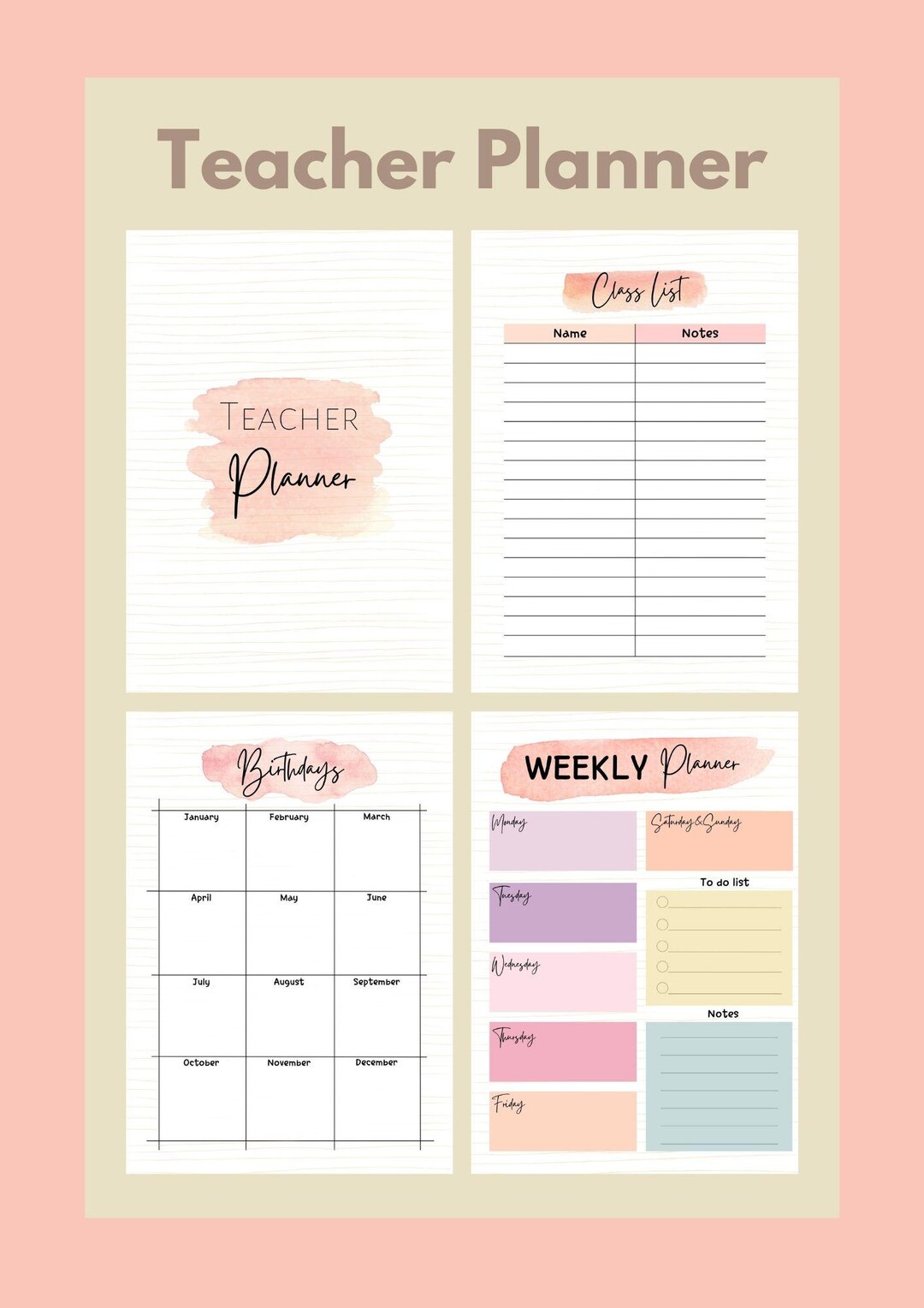 Teacher Planner - Etsy