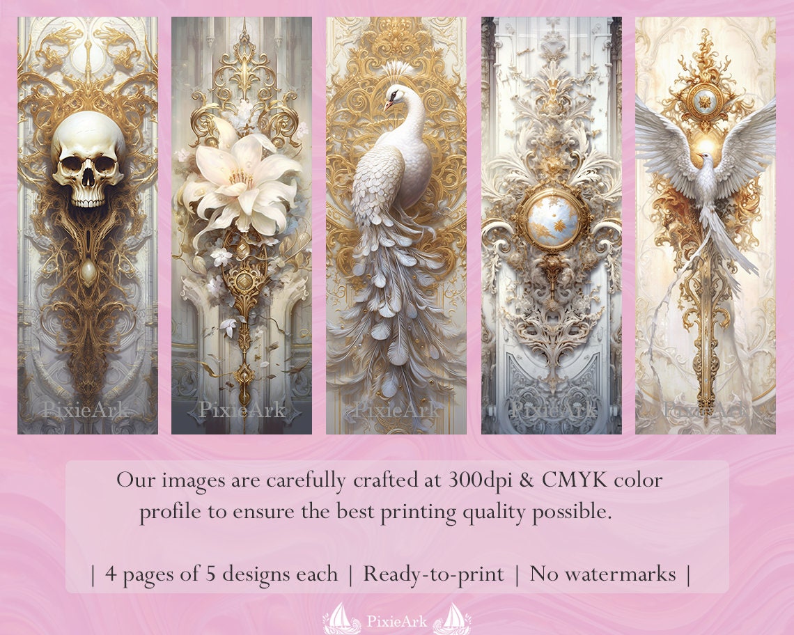 Luxury Rococo Printable Bookmarks Bookmark Designs - Etsy