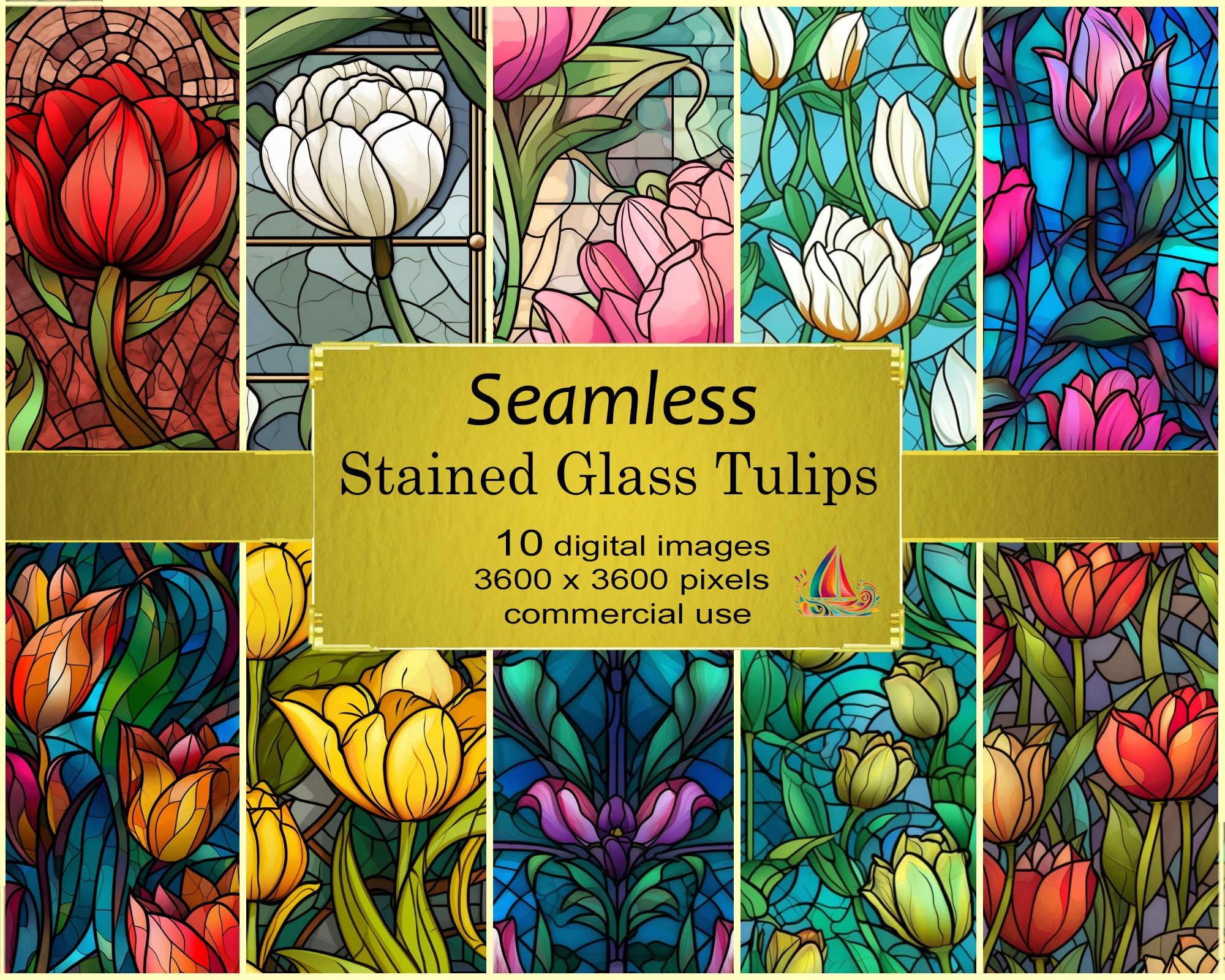 Stained Glass Tulips Patterns