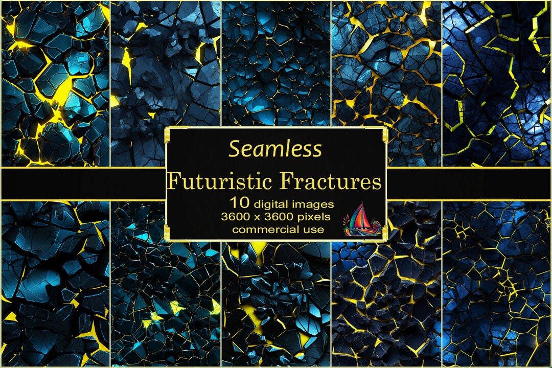 Futuristic Fractures Seamless Digital Paper Fantasy Backgrounds ...