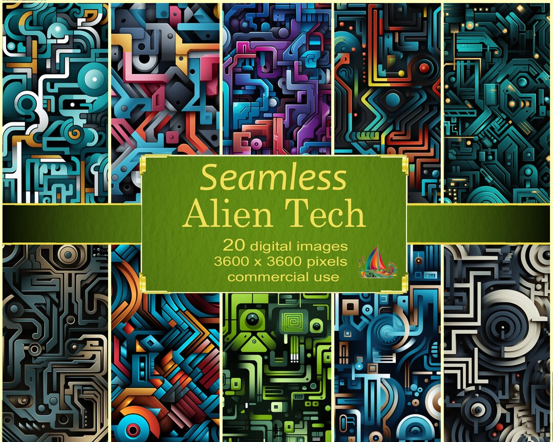 Alien Tech Seamless Digital Papers Instant Download - Etsy