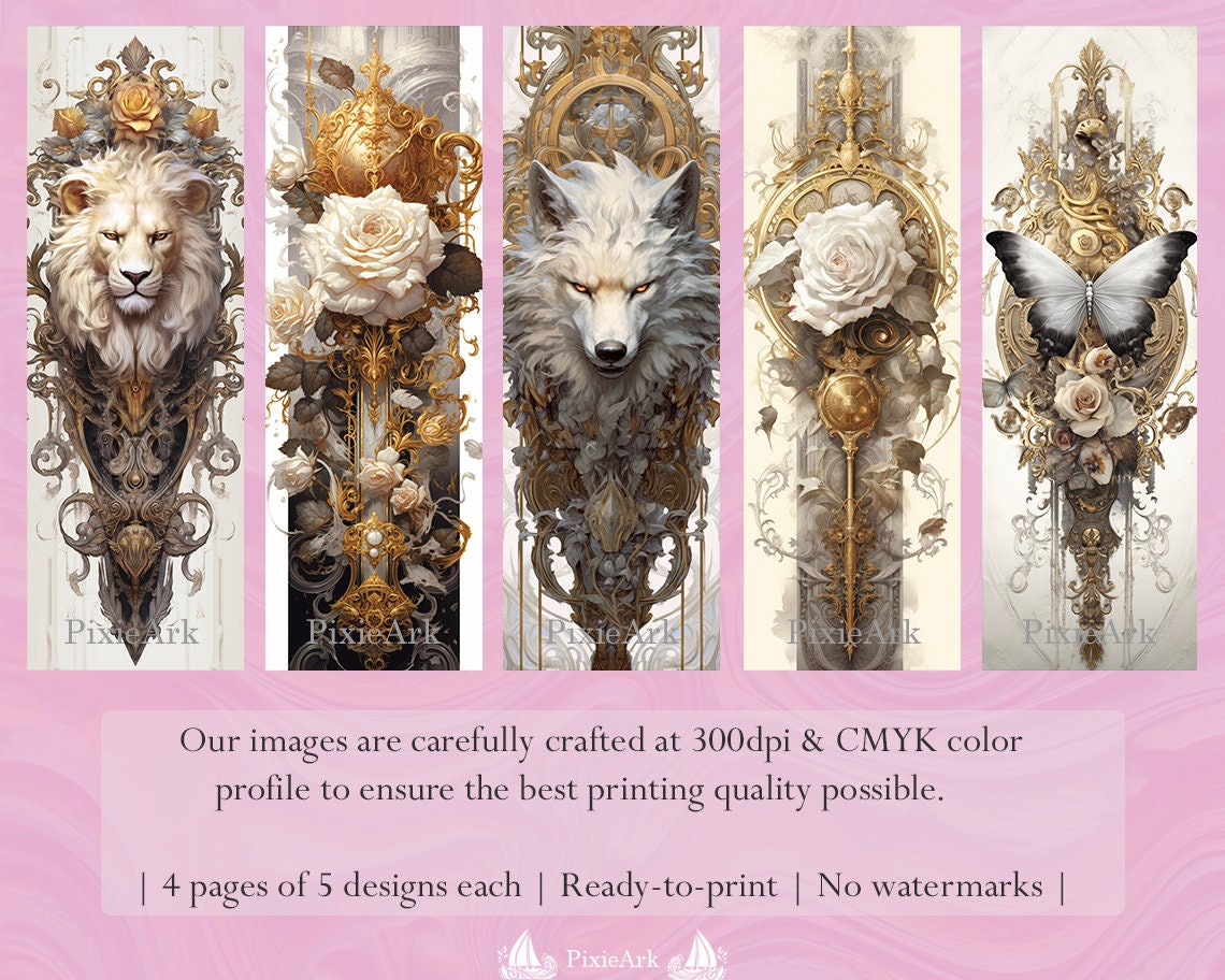 Luxury Rococo Printable Bookmarks Bookmark Designs - Etsy