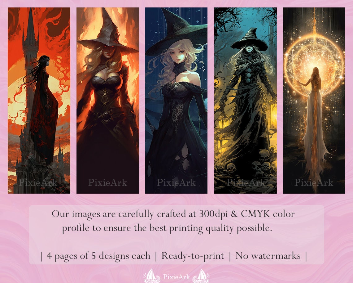 Witches Printable Bookmarks Bookmark Designs Digital - Etsy