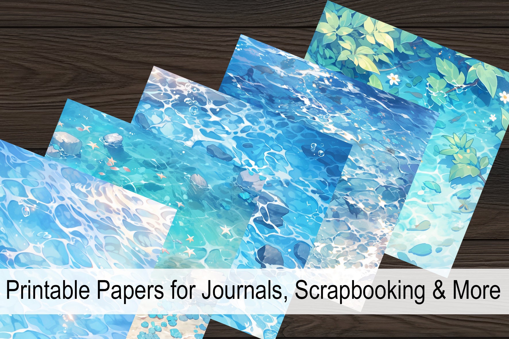 Summer Ocean Wave Patterns Digital Paper Commercial Use - Etsy