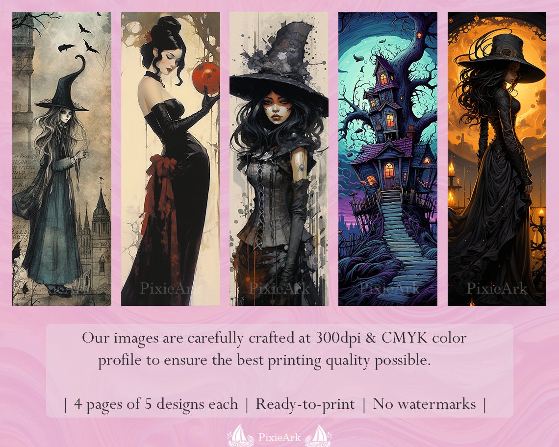 Witches Printable Bookmarks Bookmark Designs Digital - Etsy