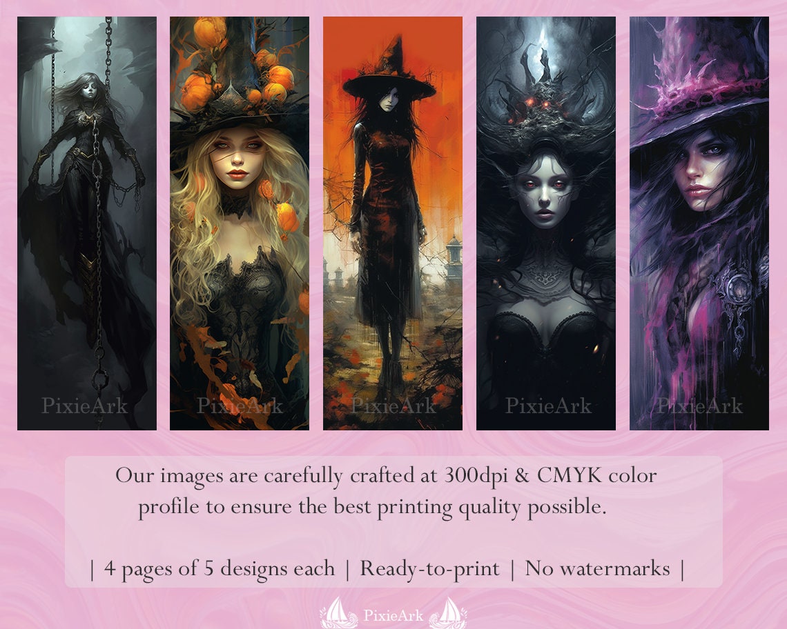 Witches Printable Bookmarks Bookmark Designs Digital - Etsy