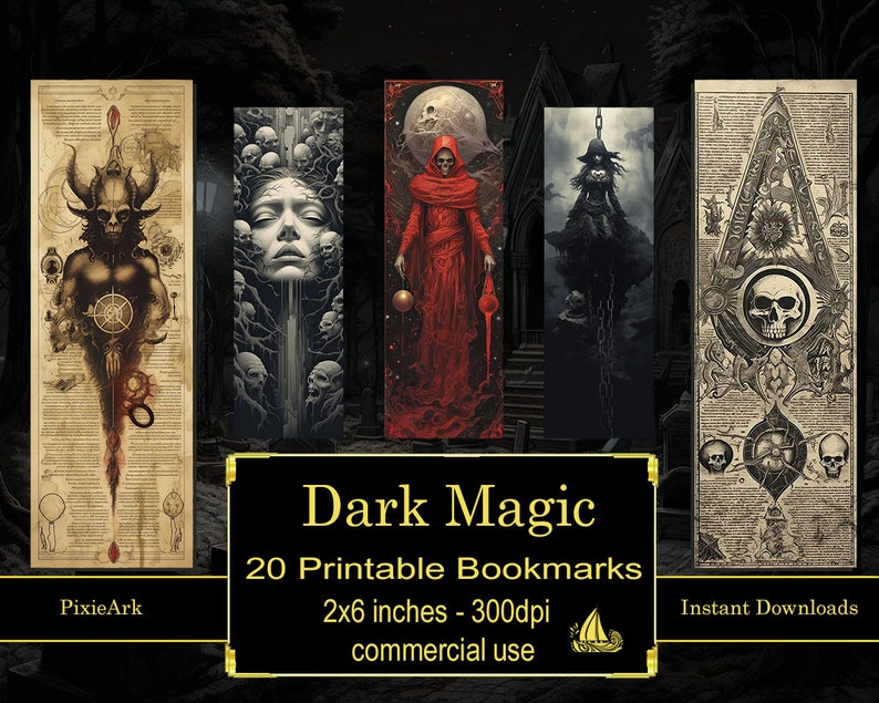 Dark Magic Printable Bookmarks Bookmark Designs Digital Download ...