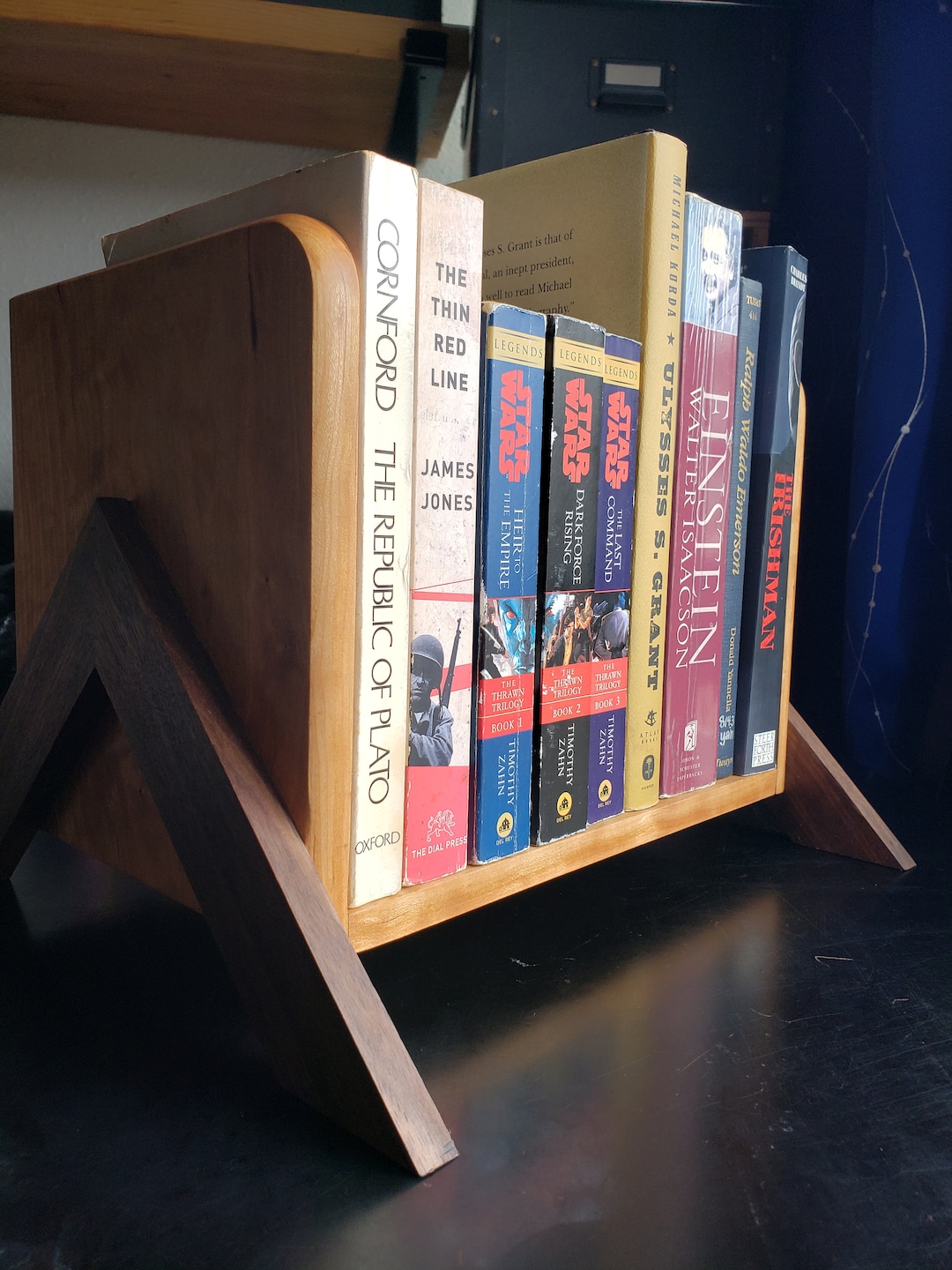 Cherry and Walnut Tabletop Bookshelf, Vinyl Storage, Organization ...