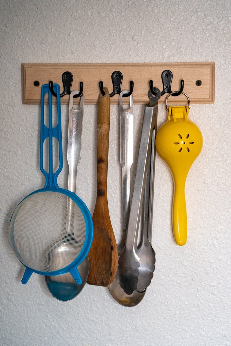 Kitchen Utensils Rack, Wall Mounted, Heavy Duty, Kitchen Decor, Maple ...