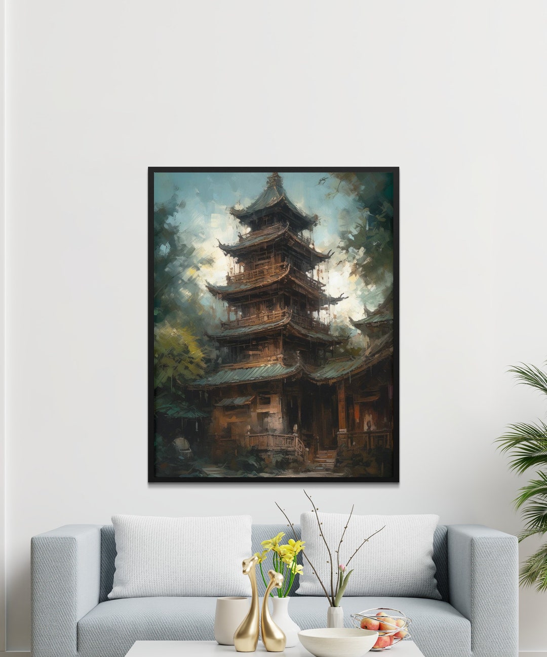 Old Pagoda Wall Art Zen Print Mountain Art Print Asian - Etsy