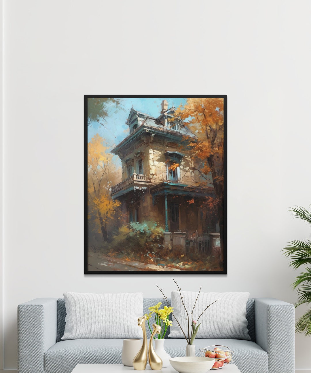 Blue Building Wall Art Abstract Art Print Art for Bedroom - Etsy