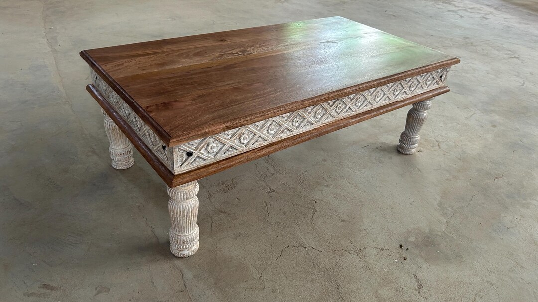 Indian Hand-carved Wooden Coffee Table - Etsy