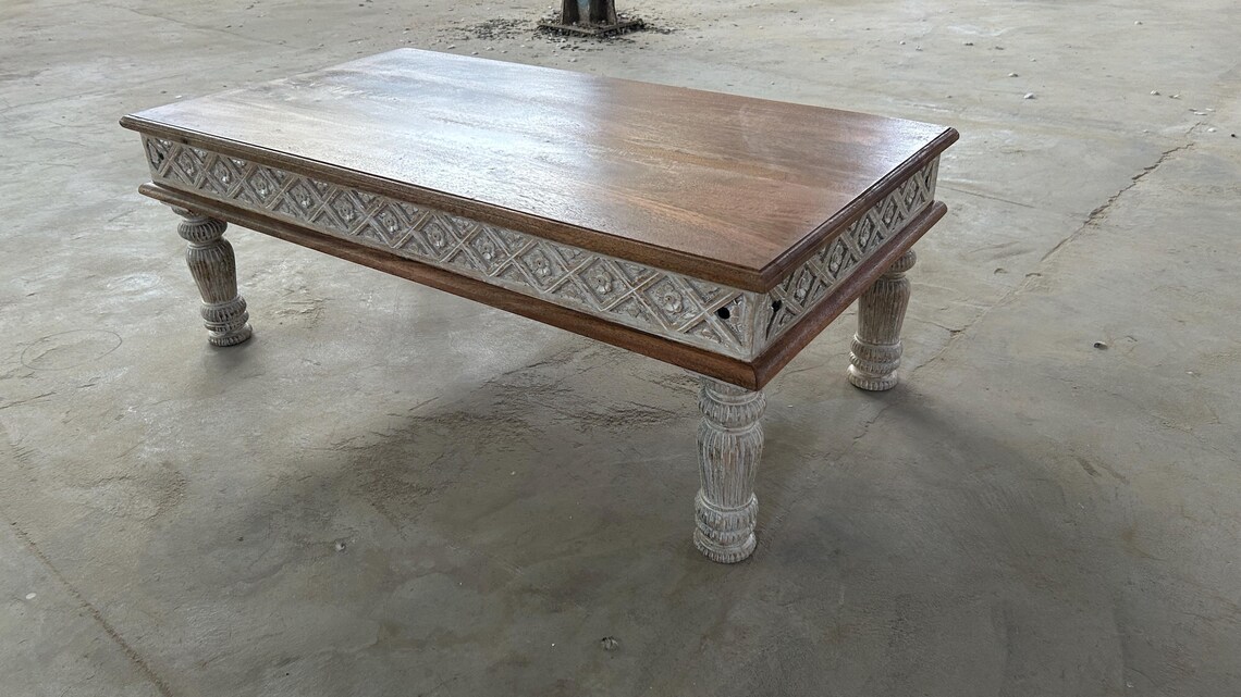 Indian Hand-carved Wooden Coffee Table - Etsy