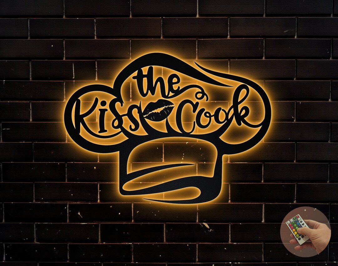 Kiss the Cook Sign Metal Wall Art Chef Gift Kitchen Sign - Etsy