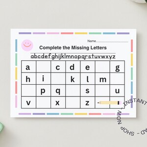 30 Missing Letter Alphabet Cards, 15 Cards Lowercase Letters, 15 Cards ...