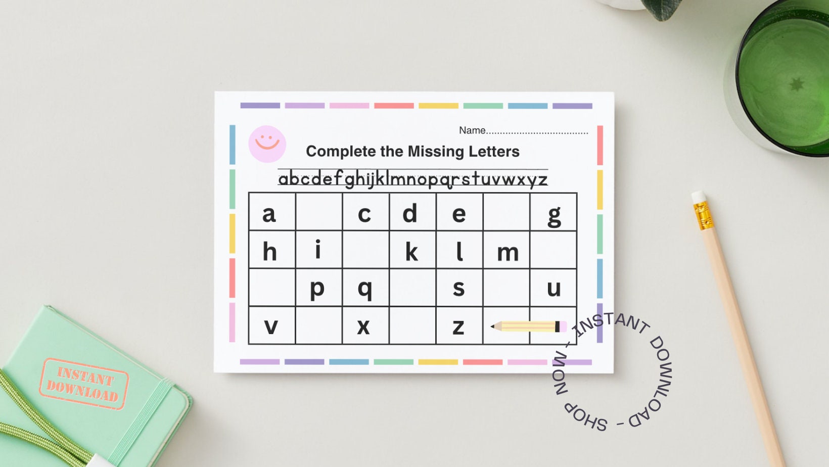 30 Missing Letter Alphabet Cards, 15 Cards Lowercase Letters, 15 Cards ...