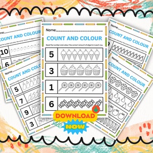 10 Printable Count and Colour Worksheets - Numbers 1 - 10 - Pre-school ...