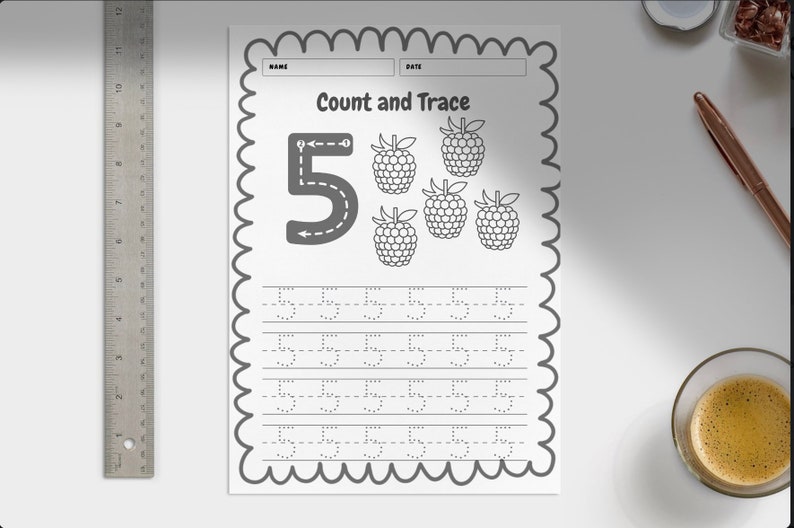 10 Pages Count and Trace NUMBERS 1-10 - Printable Worksheets - Instant ...