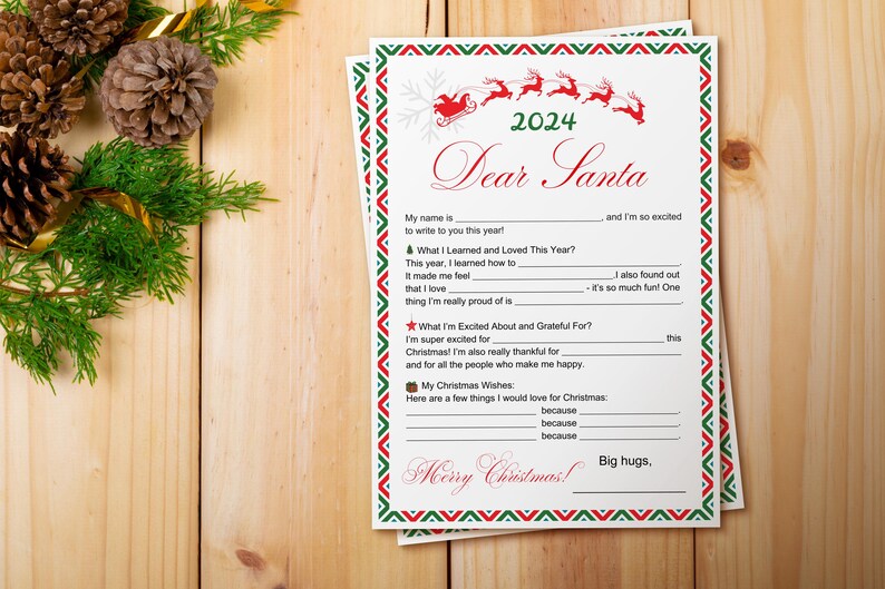 Letter to Santa Printable Wish List, Christmas Printable for Kids ...