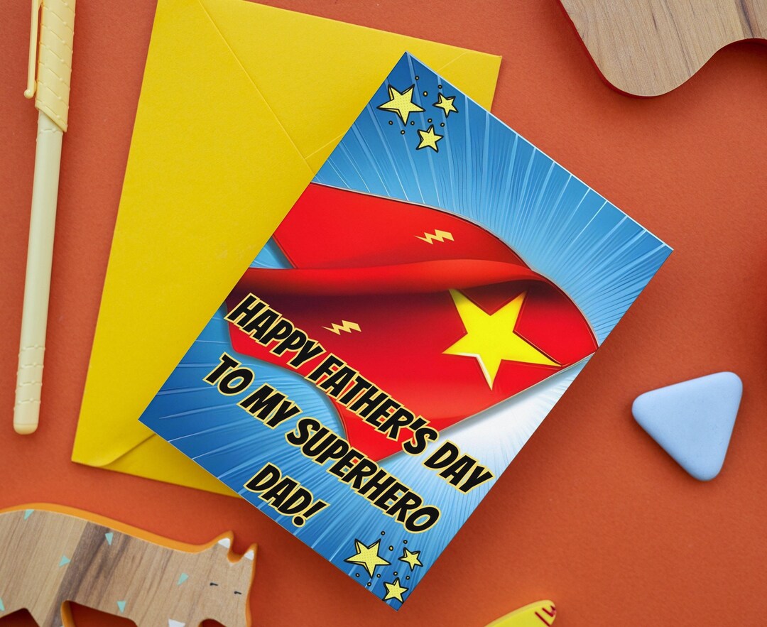 Superhero Dad Happy Father's Day Printable Card Instant Download PDF Card Template - Etsy