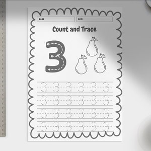 10 Pages Count and Trace NUMBERS 1-10 - Printable Worksheets - Instant ...