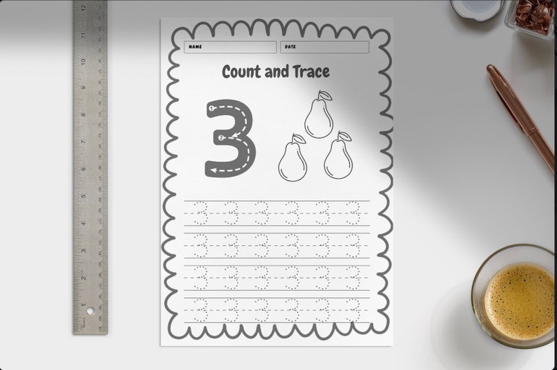 10 Pages Count and Trace NUMBERS 1-10 Printable Worksheets - Etsy