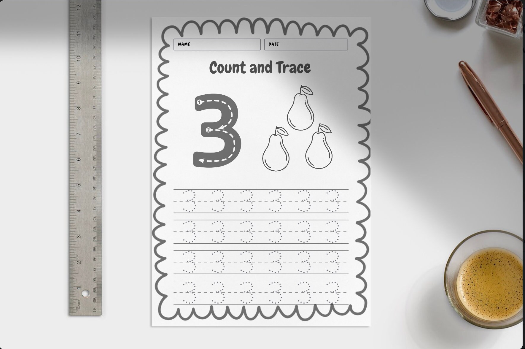 10 Pages Count and Trace NUMBERS 1-10 - Printable Worksheets - Instant ...