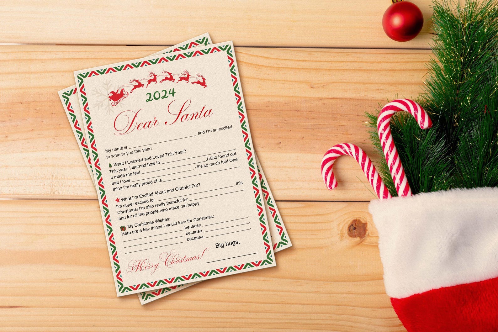 Letter to Santa Printable Wish List, Christmas Printable for Kids ...