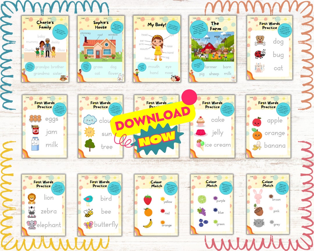 15 Printable Worksheets - Learn First Words and Early Writing Skills ...