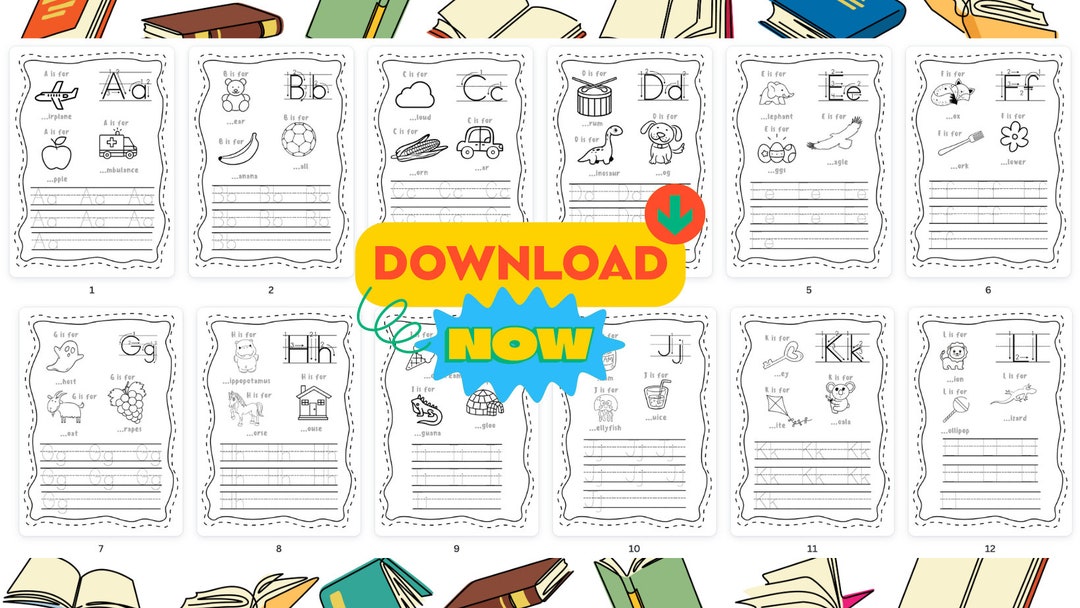 26 Printable Alphabet Tracing/writing Worksheets - Etsy
