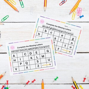 30 Missing Letter Alphabet Cards, 15 Cards Lowercase Letters, 15 Cards ...