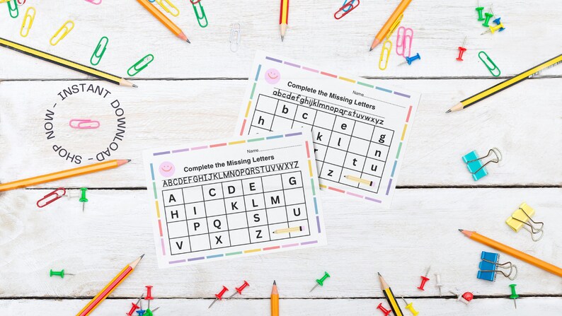 30 Missing Letter Alphabet Cards, 15 Cards Lowercase Letters, 15 Cards ...