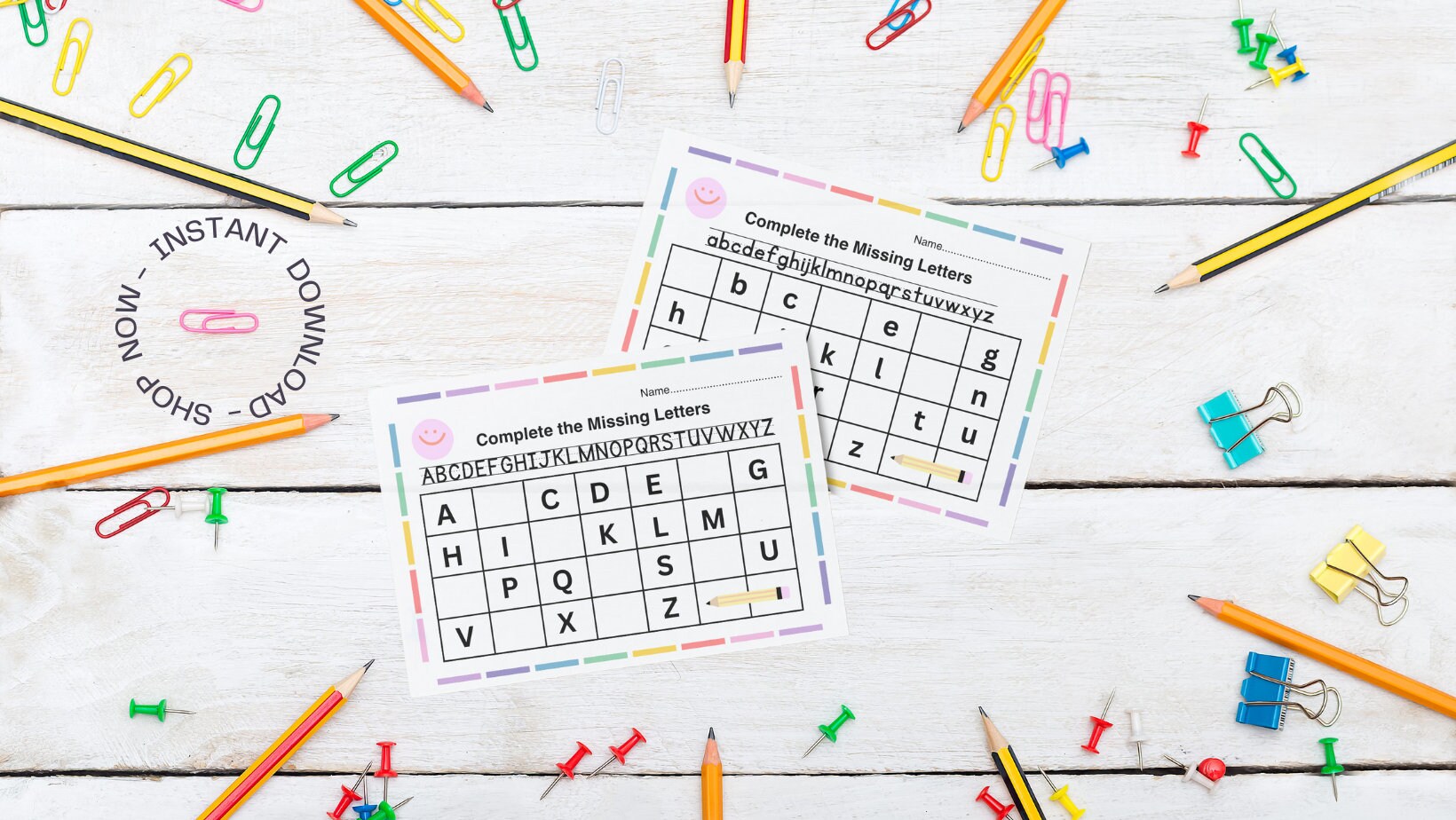 30 Missing Letter Alphabet Cards, 15 Cards Lowercase Letters, 15 Cards ...