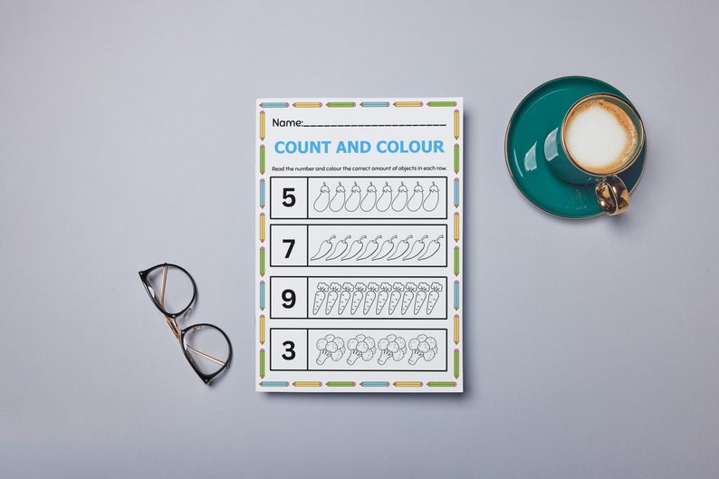 10 Printable Count and Colour Worksheets Numbers 1 10 - Etsy