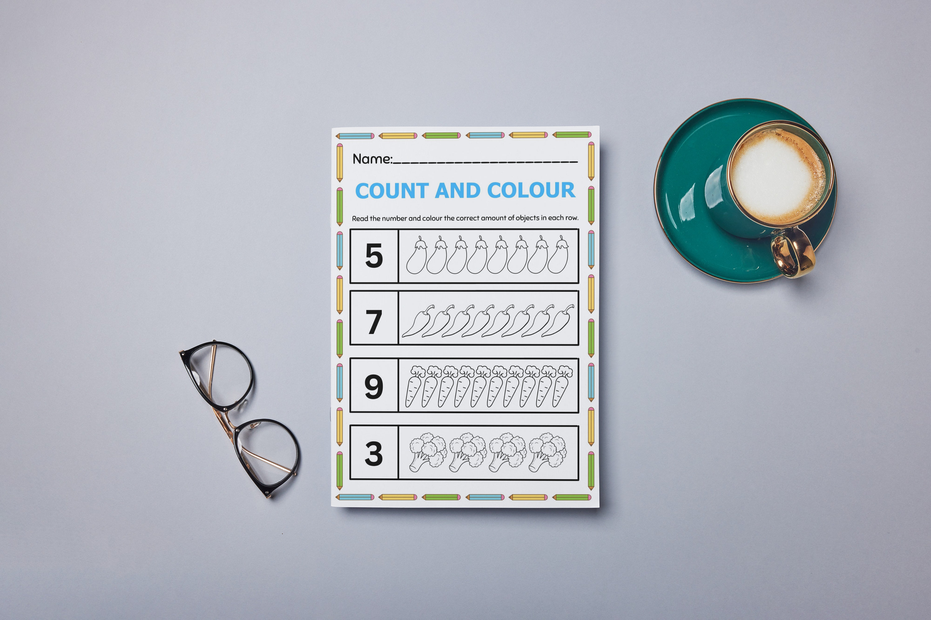 10 Printable Count and Colour Worksheets Numbers 1 10 - Etsy
