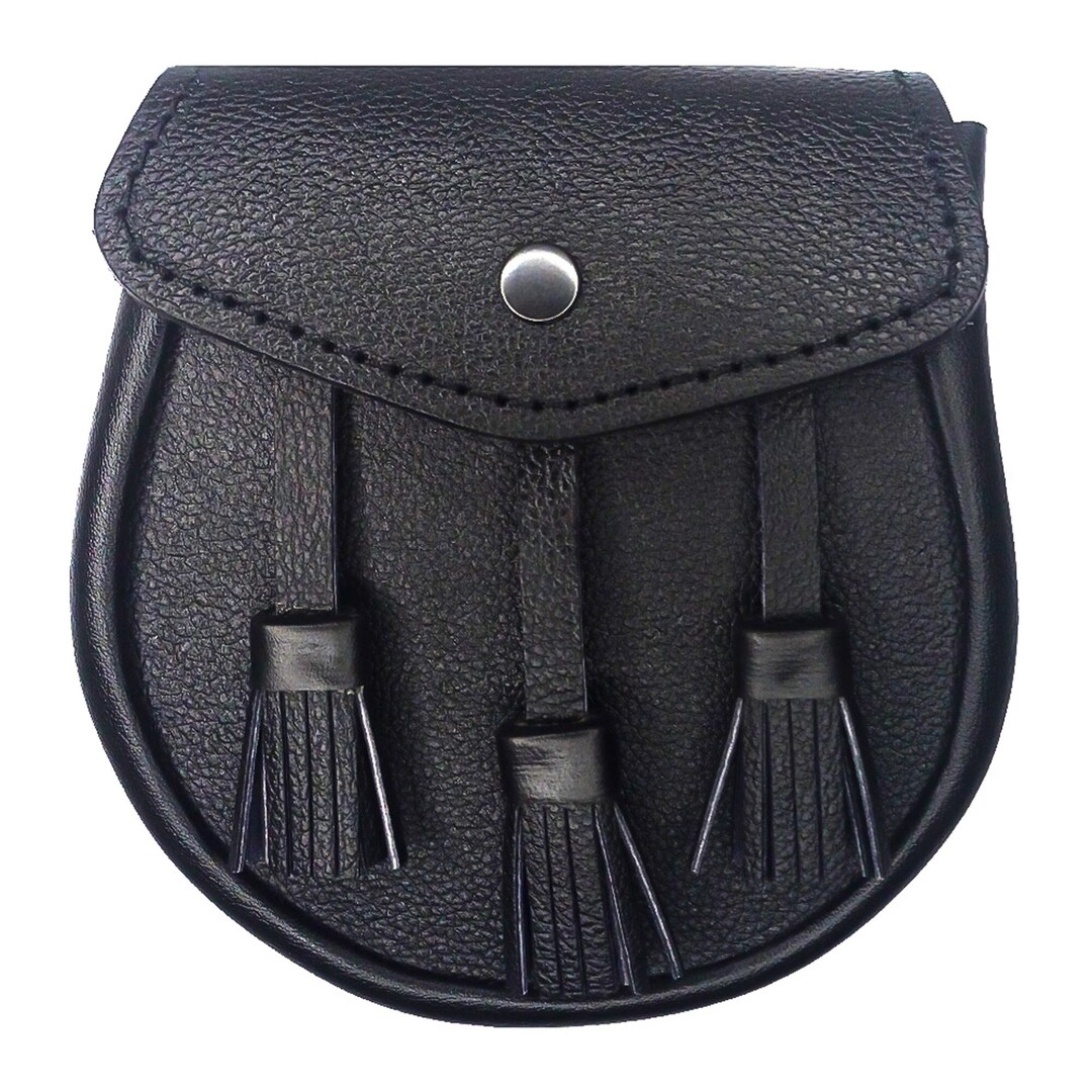 Scottish Handmade - Black Leather Kilt Sporran - Unique Texture Bag ...