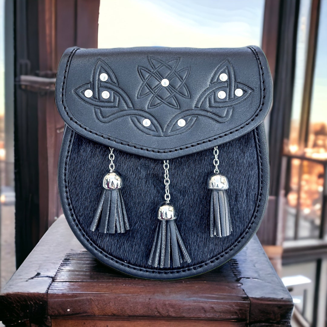 Scottish Traditional Celtic Design Semi-dress Stunning Black Leather ...