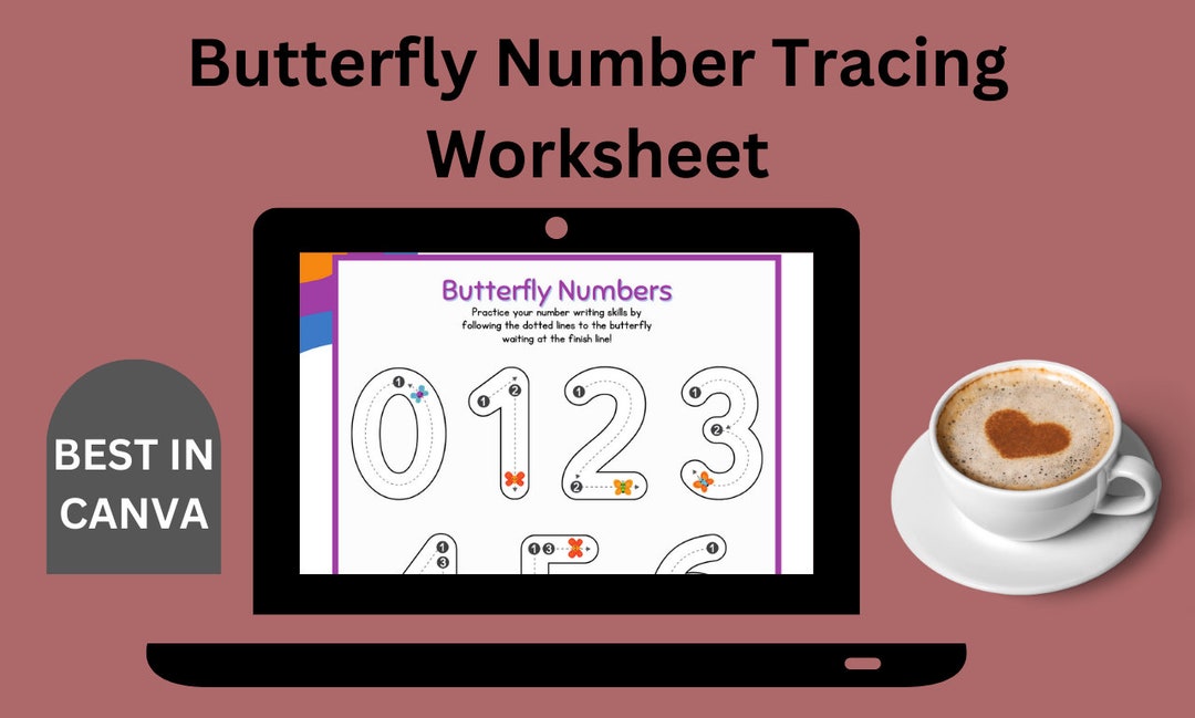 Butterfly Number Tracing Worksheet - Etsy